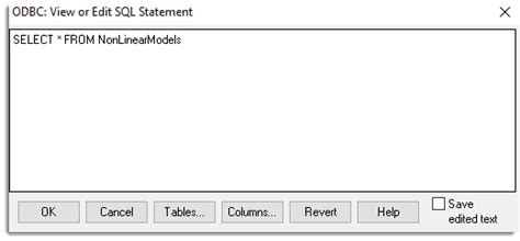 Odbc View Or Edit Sql Statement • Genstat V22