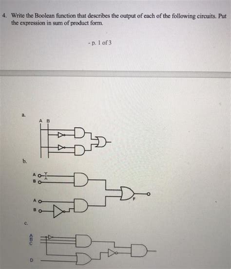 Solved 4 Write The Boolean Function That Describes The
