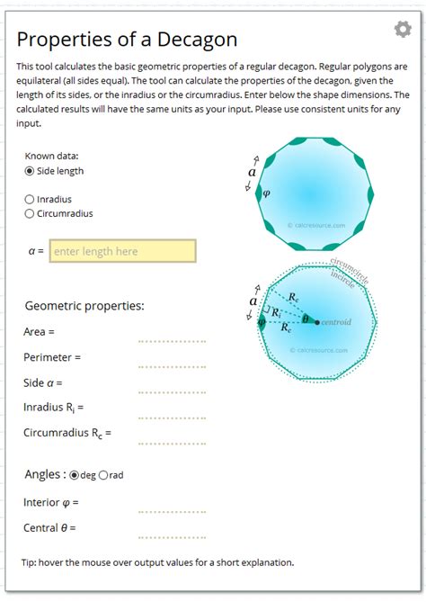 Geometric Properties Of Decagon Calcresource