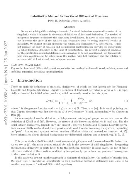 Substitution Method For Fractional Differential Equations Deepai