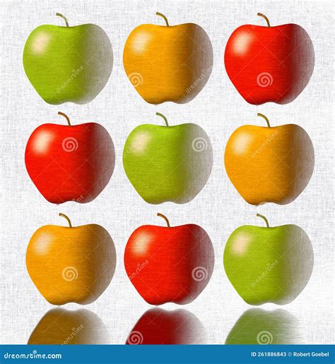 Apples Are The Subject Of This D Illustration That Includes Brilliant Colors And Dramatic
