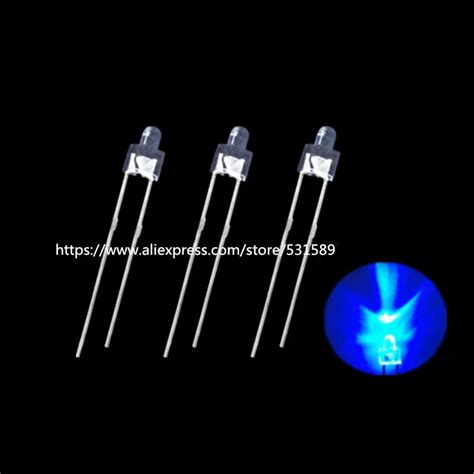 1000pcs 2MM Blue DIP LED Lamp Long Legs Tower Package Flat Top Led 3 0 3 4V 20mA Light Emitting