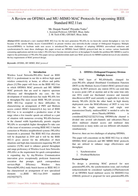 Pdf A Review On Ofdma And Mu Mimo Mac Protocols For Upcoming Ieee Standard 80211ax