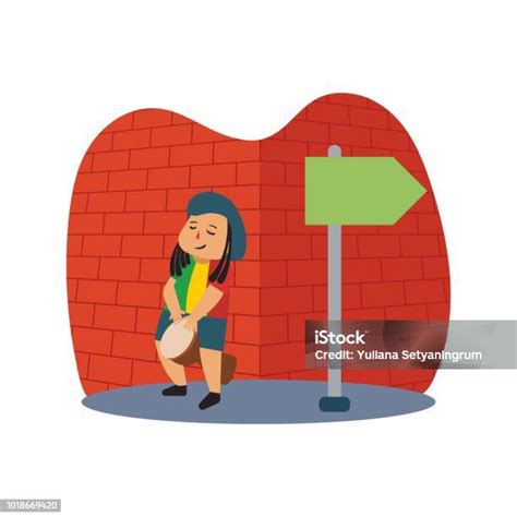 벽돌 벽 만화 캐릭터 근처 드럼을 재생 하는 재미 있은 레게 음악가 공연에 대한 스톡 벡터 아트 및 기타 이미지 공연 귀여운 기술 Istock