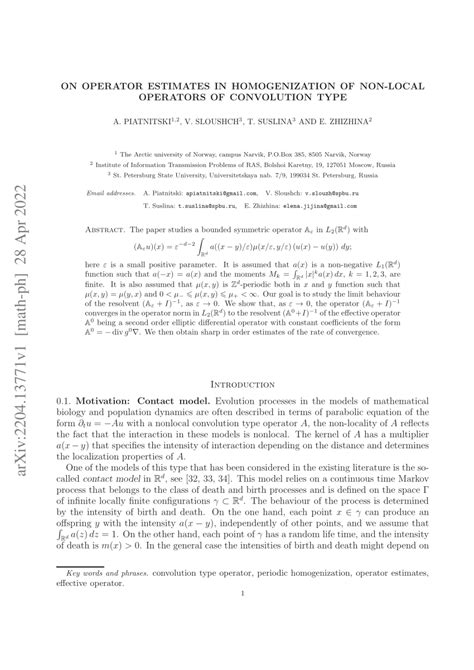 Pdf On Operator Estimates In Homogenization Of Non Local Operators Of Convolution Type