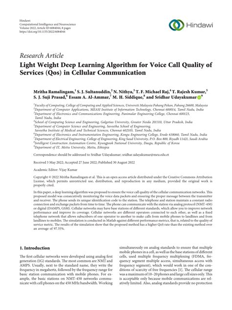 Pdf Light Weight Deep Learning Algorithm For Voice Call Quality Of