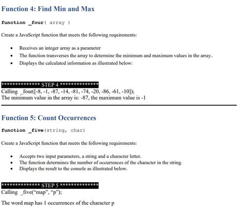 Solved Function Find Min And Max Function Four Array Chegg Com