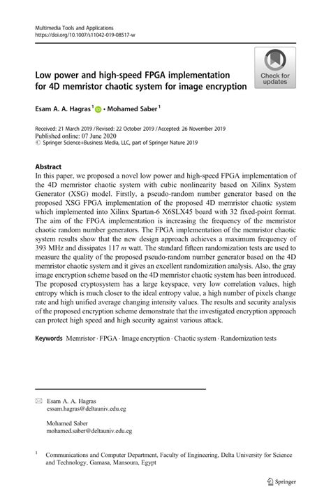 pdf low power and high speed fpga implementation for 4d memristor