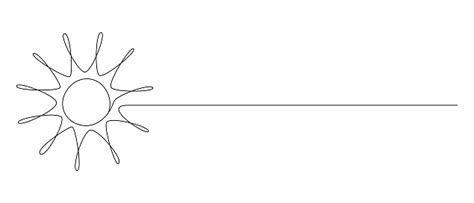 태양과 일출의 하나의 연속 선 그리기 더운 온도와 여름 여행 기호는 간단한 선형 스타일입니다 편집 가능한 스트로크의 태양 녹색 에너지 개념 낙서 벡터 일러스트 레이 션 태양