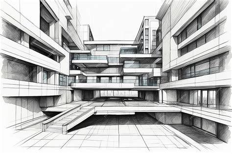 Premium Photo Hand Drawn Architectural Sketch Of A Modern Abstract Architecture