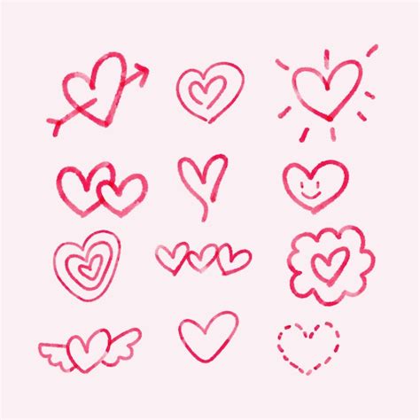 핑크 하트 아이콘 컬렉션 프리미엄 Psd 파일