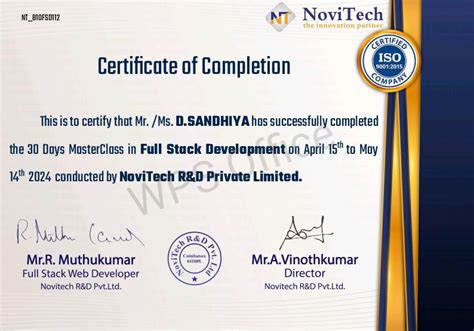 D Sandhiya On Linkedin Fullstackdevelopment Thankyou Novitechr