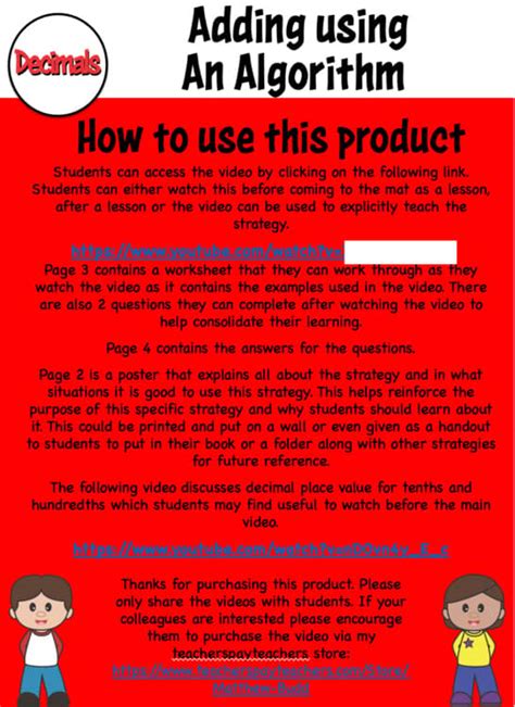 Adding Using An Algorithm Decimals Video And Follow Up Task By Matthew Budd