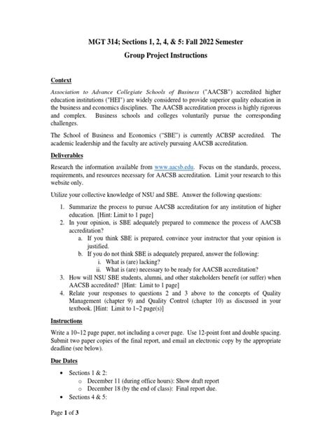 Nsu Mgt 314 Group Project Guideline Ift Pdf Turnitin