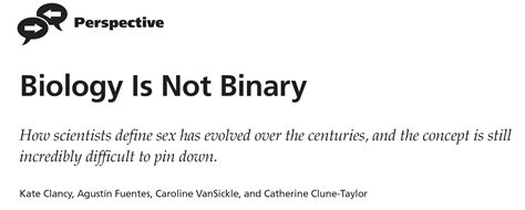 Once Again The Claim That Sex Is Non Binary But There Are No New