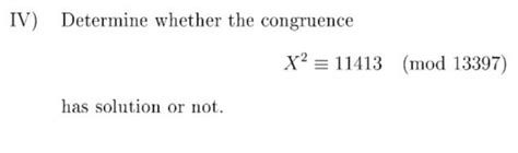 Solved Iv Determine Whether The Congruence