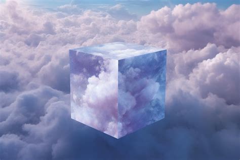 Premium Photo There Is A Cube In The Clouds With A Sky Background Generative Ai