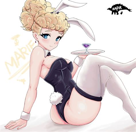 Rule 34 Artist Logo Artist Name Blonde Hair Blue Eyes Bunny Ears Bunny Tail Earrings Holding