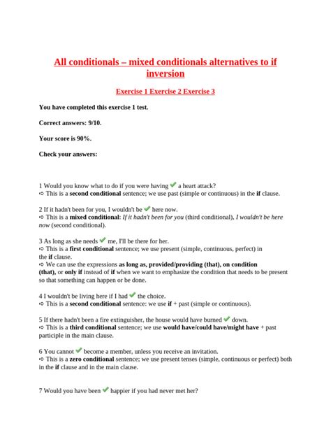 B2 Level All Conditionals Exercises 1 To 3 With Explanations Pdf