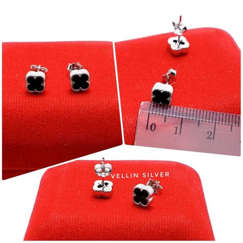 Giwang Perak 925 Lapis Emas Putih Anting Tusuk Silver Van Cleef 925