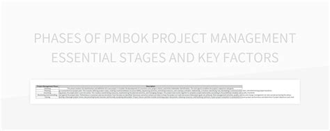 Phases Of PMBOK Project Management Essential Stages And Key Factors Excel Template And Google