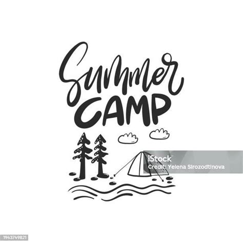 여름 캠프 레터링 영감을 주는 타이포그래피 포스터입니다 벡터 일러스트 레이 션입니다 개념에 대한 스톡 벡터 아트 및 기타 이미지
