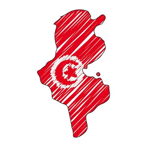 튀니지 지도 손으로 그린 스케치 벡터 개념 그림 플래그 어린이 드로잉 낙서 지도 흰색 배경 벡터 일러스트 레이 션에 고립 된 Infographic 브로셔 및 프레 젠 테이