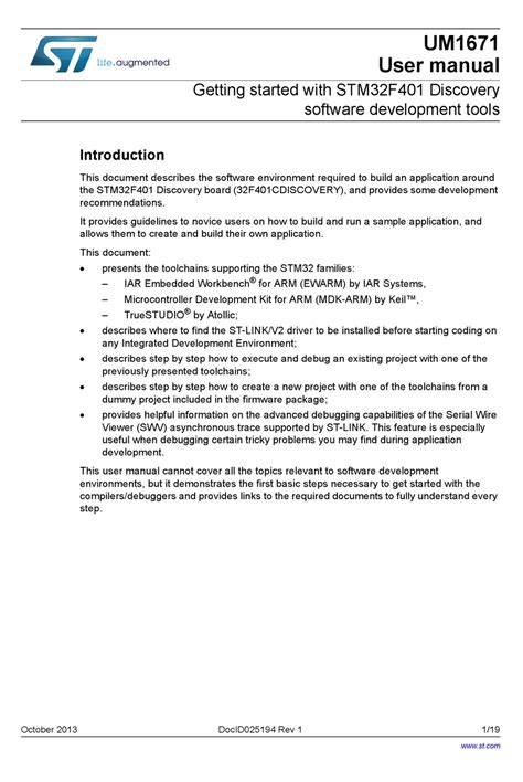 St Stm32f401 Discovery Motherboard User Manual Manualslib