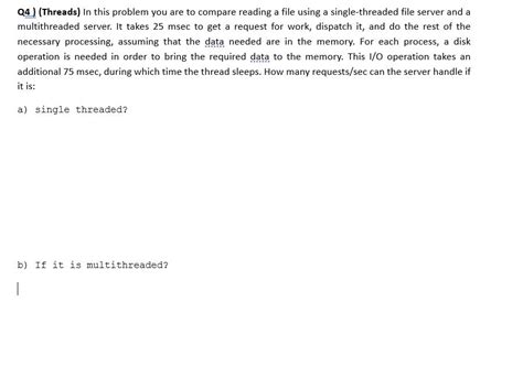 Solved Threads In This Problem You Are To Compare Chegg