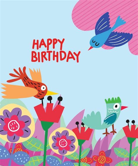 귀여운 생일카드 프리미엄 벡터