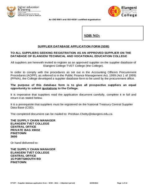 Supplier Database Application Sdb Doc Template Pdffiller