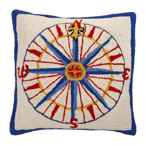 Compass Rose Hooked Pillow