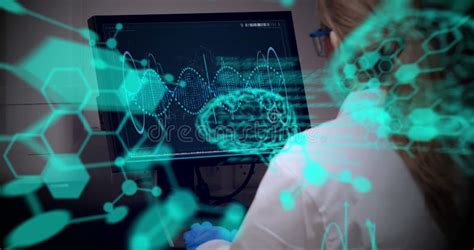 animation of brains computer language caucasian female scientist