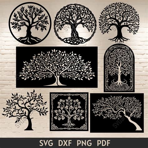 Tree Panel Dxf Files For Laser Cut Tree Art Designs Svg For Cricut Tree Cnc Files For Plasma