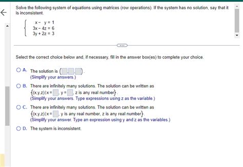 Solved Solve The Following System Of Equations Using