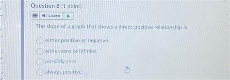solved question 8 1 ﻿point listenthe slope of a graph that