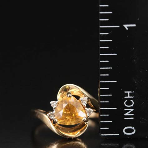 14k Citrine And Diamond Bypass Ring Ebth