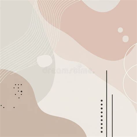 Abstract Composition Featuring Fluid Overlapping Shapes In Soft Beige