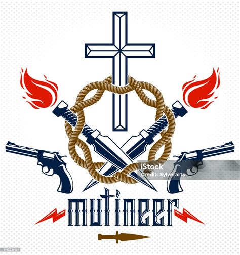 죽음 무기 및 다른 디자인 요소 벡터 빈티지 스타일의 문신 반란군 폭동 당파와 혁명을 상징하는 기독교 십자가와 범죄 갱스터