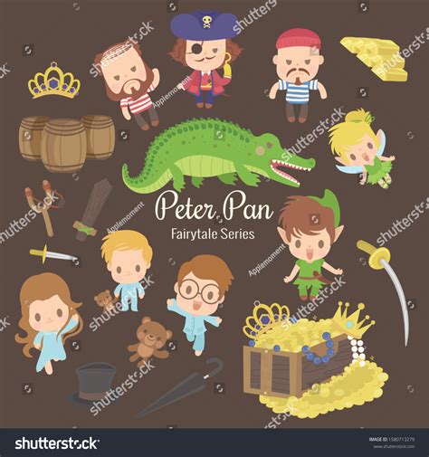 Cute Characters Illustrations Story Peter Pan Stock Vector Royalty Free Shutterstock