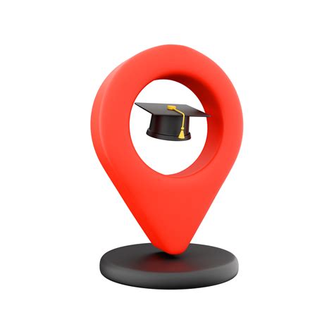 3d Rendering Map Pointer With Education Cap 3d Rendering Isolated On