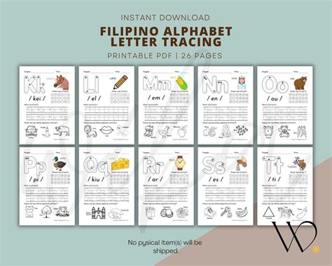 Filipino Alphabet Letter Tracing 26 Pages Filipino Worksheet For