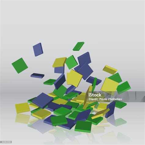 떨어지는 사각형 타일 독특한 디자인 로고 광고 홍보 인쇄 및 인터넷의 3d 일러스트 벡터 가리기에 대한 스톡 벡터 아트 및 기타 이미지 Istock