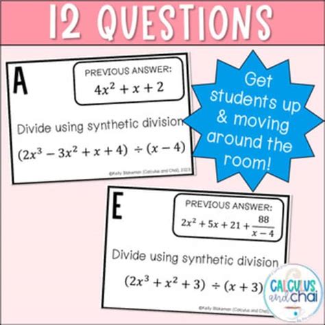 polynomial synthetic division practice by calculus and chai tpt