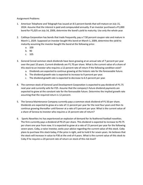 Assignment Problems Notes Assignment Problems American Telephone