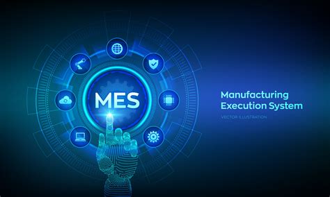 Mes Manufacturing Execution System Technology Concept On Virtual Screen Automation Software