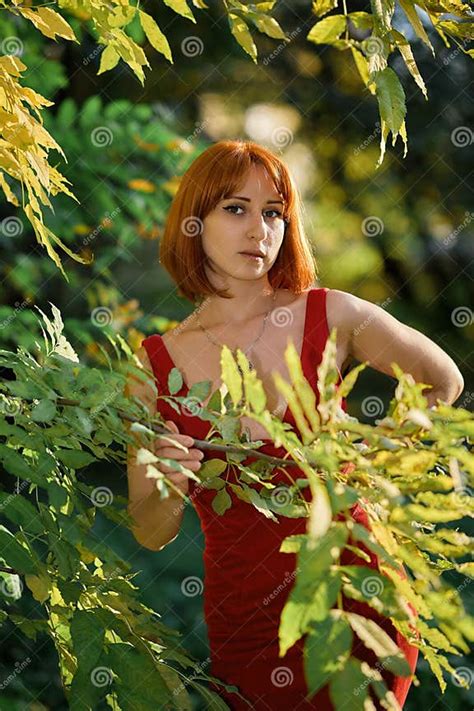 Close Up Portrait Of Sensual Redhead Outdoors Autumn S Warm Embrace