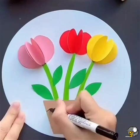 کاردستی خلاقانه برجسته گل کاغذی و گلدان کلاژ نقاشی هنر خلاقیت فیلو