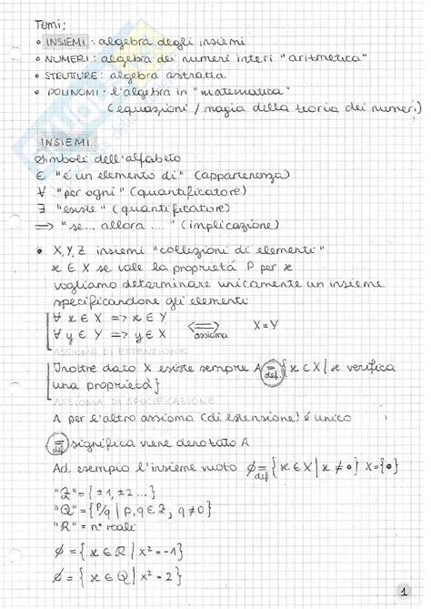 Algebra 1 Appunti Presi A Lezione