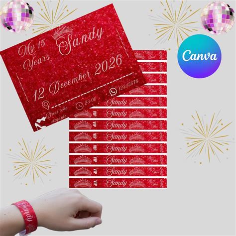 Red Tyvek Event Wristband Personalized Party Access Braceleteditable